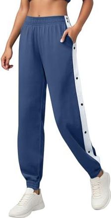 Generic Pantalon de basket-ball d&eacute;contract&eacute; pour femme avec boutons pression, bleu marine, XL
