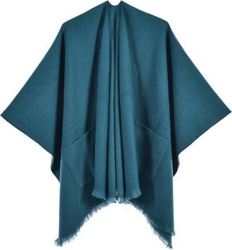 Generic Poncho Femme Hiver Chaud Chale Femme Hiver Chaud Cape Femme Effet enveloppant Ch&acirc;le &Eacute;pais Ouvert Devant Look Cosy &Eacute;l&eacute;gant Automne