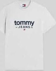 Tommy Jeans Relaxed Fit T-Shirt aus reiner Baumwolle mit Label-Schriftzug