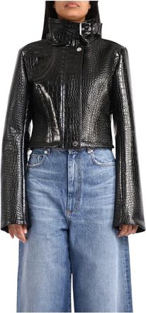 Sportmax Femme, Vestes, Noir, Taille: 38 FR Veste Effet Croco Verni