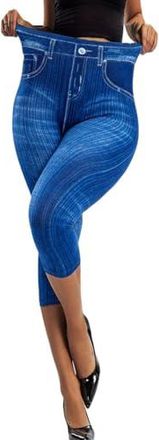 Onsoyours Jean Capri Femme Stretch Taille Haute Jean 3/4 Style Décontracté Pantacourt dété Jeans Leggings Collant Crayon Casual Jeggings Pants Capri Pantacourt 