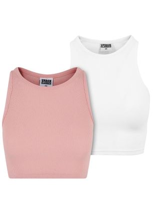 Urban Classics Damen Top Cropped Rib Top 2-Pack, 2er Pack Top für Frauen, kurz geschnitten, Slim Fit, erhältlich in vielen Farben, Größen XS-5XL