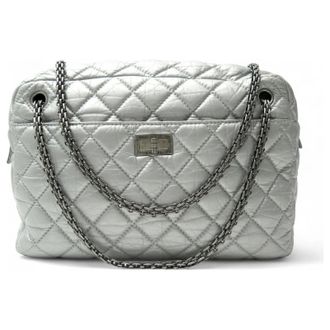 Chanel Crossbody Bags - CHANEL CAMERA 2.55 2011 SILBERNE LEDER SCHULTERTAS - Gr. unisize - in Silber - f&uuml;r Damen