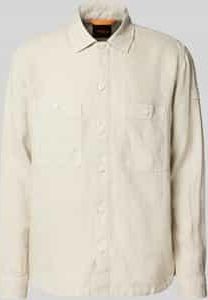 Boss Orange by Hugo Boss Regular Fit Leinenhemdjacke mit Brusttaschen Modell Locky