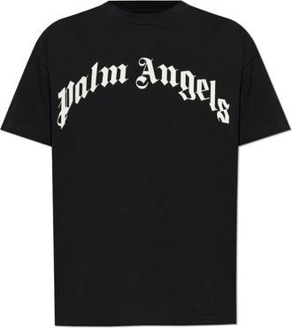 Palm Angels Homme, Tops, Noir, Taille: XL Logo Print T-Shirt