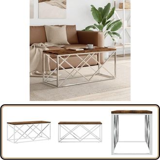 vidaXL Couchtisch Edelstahl und Altholz Massiv - Couchtisch - Esszimmertisch - Wohnzimmertisch - Sideboard - Edelstahl