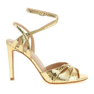 Twinset Femme, Chaussures, Jaune, Taille: 39 EU Sandales en Cuir Lamin&eacute; avec Imprim&eacute;