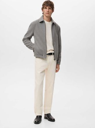 Mango Sweat-shirt textur&eacute; fermeture &Eacute;clair gris chin&eacute; clair - Homme - XXL - MANGO MAN