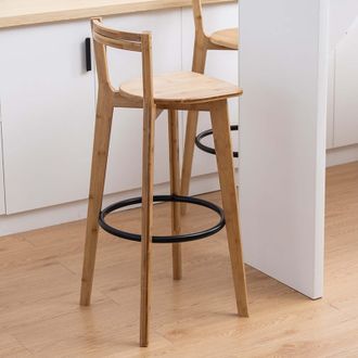 Generic Moderner Bambus-Hocker mit R&uuml;ckenlehne - K&uuml;cheninsel-Thekenstuhl im Landhausstil, Tragkraft 150 kg, T&uuml;rkis, 60 cm H&ouml;he f&uuml;r Erwachsene