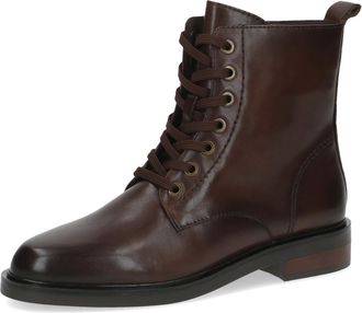 Caprice Damen Stiefeletten zum Schnüren aus Leder mit Reißverschluss, Braun (Dk Brown Nappa), 37.5 EU