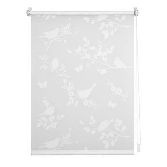 LICHTBLICK Seitenzugrollo Klemmfix, ohne Bohren, Klemmträger, lichtdurchlässig, Blickdicht, Ausbrenner, weiß-weiß Weiß Pflanze,120 cm x 150 cm (B x L)