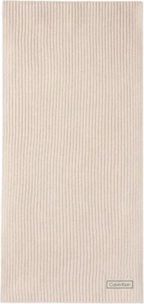 Calvin Klein unisex, Accessoires, Beige, Taille: ONE Size Patch Chunky Rib Cotton Scarf