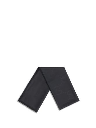 Gucci Womens Scarf Wool And Silk Black Ovis Aries Aries; Scarfs