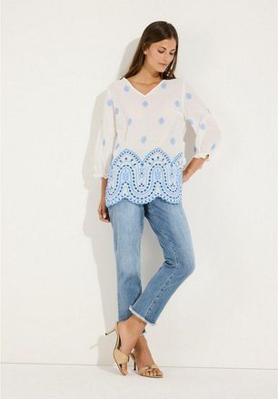 More & More Klassische Bluse luftige 3/4 Arm-Tunika, Lochspitze