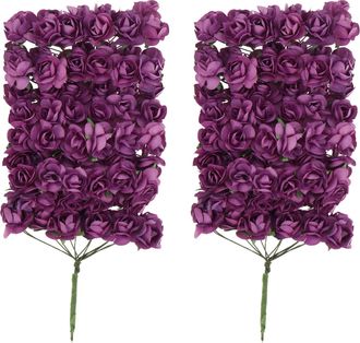 Milisten 144 Stück Mini Fake Rose Künstliche Papier Rose mit Stiel DIY Hochzeit Blumen Handgemachte Rosen für Zuhause Hochzeit Party Geburtstag Dekoration Lila