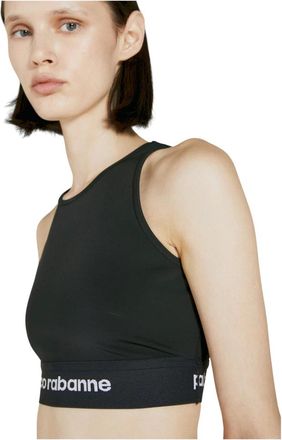 Paco Rabanne Femme, Sport, Noir, Taille: 38 FR Logo Cropped Tank Top