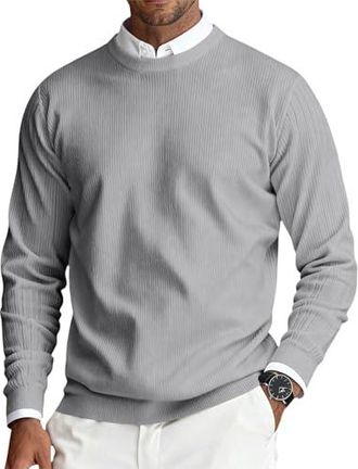 Generic Pull &agrave; col rond pour homme - Pull en tricot confortable - Classique - Couleur unie - Hiver chaud - Pull en tricot c&ocirc;tel&eacute; d&eacute;contract&eacute; - Pull dhiver sur