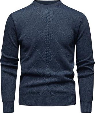Generic T-shirt pour homme - Automne et hiver - Pull &agrave; manches longues en forme de losange avec pull de base chaud et uni pour tout le monde, gris, 3XL
