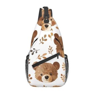 Generic Sacoche Homme Bandouliere Imprim&eacute; ours de dessin anim&eacute; Casual Sac &agrave; Bandouli&egrave;re Multifonction Sac &agrave; Dos Militaire pour Voyage Randonn&eacute;e Camping