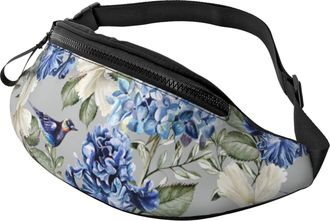 Generic Lauftasche Verstellbarer H&uuml;fttaschen Hortensie, Hibiskus, Iris, Vogelbl&auml;tter Stylisch Sporttasche F&uuml;r Fahrrad Laufen Reisen 14X35Cm