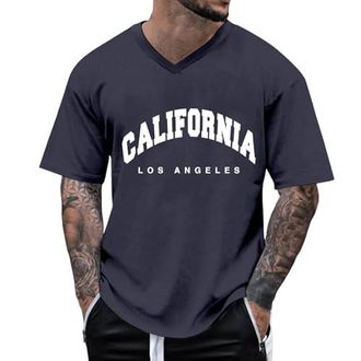 Generic T-shirt surdimensionn&eacute; pour homme - T-shirt d&eacute;t&eacute; &agrave; col rond &agrave; manches courtes - Avec imprim&eacute; urbains - Chemises basiques pour homme - Chemises d&eacute;contr