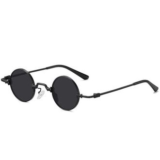 Generic Lunettes De Soleil Rondes &Agrave; Petite Monture En M&eacute;tal For Hommes Et Femmes, Tir Rue, F&ecirc;te Vacances(Black)