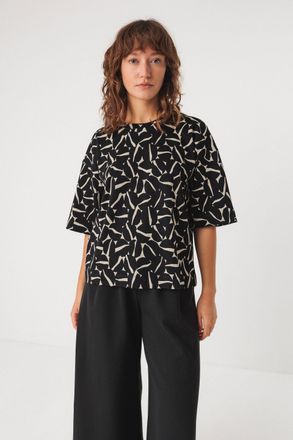 SKFK Damen vegan T-Shirt Lariz Schwarz/Wei&Atilde;Y