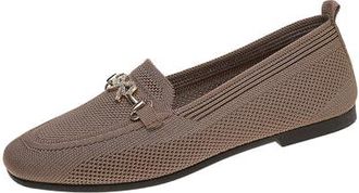 Generic Ballerines plates en tricot confortables pour femme - Couleur unie - Respirantes - L&eacute;g&egrave;res et confortables - Chaussures de marche d&eacute;contract&eacute;es en ple