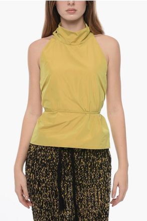 CO. GO Taffetà Halter Top with Lace-Up Detail size 42