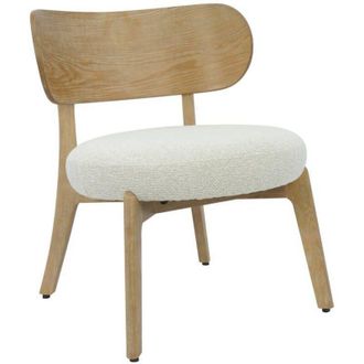 Made In Meubles Fauteuil en bois de sapin et tissu &eacute;cru Serelia