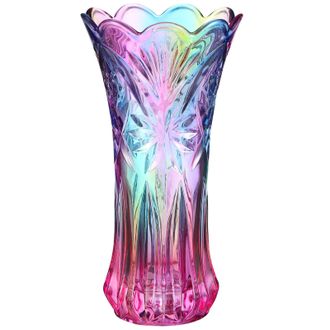 PartyKindom VICASKY Glasvase, Glas Blumenvase Regenbogenfarbene Glasvase Kristallglas-Blumenvase Moderne Minimalistische Vase F&uuml;r B&uuml;ro Und Regenbogenfarbene Dekor