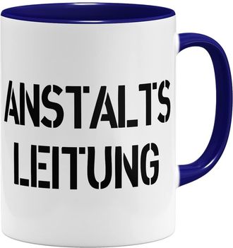 OM3 Anstaltsleitung - lustige Büro Tasse III - Keramik Becher - 325ml - Beidseitig Bedruckt - Dunkelblau