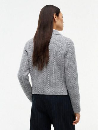 Tommy Hilfiger Polokragenpullover LS POLO CABLE SWEATER REG FIT Materialmix mit Wolle und Seide, Zopfmuster
