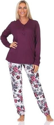 Normann Pyjama à manches longues pour femme au design floral également en grandes tailles, lilas, 48-50