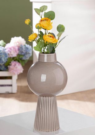 Gilde Vase Balazar Keramik grau gl&auml;nzend H&ouml;he 35 cm Durchmesser 18 cm Dekoration Wohnaccessoire Geschenk Wohnkultur
