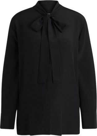 HUGO BOSS Bluse f&uuml;r Damen, Krawatten-Kragen, Lang&auml;rmlig (Schwarz)