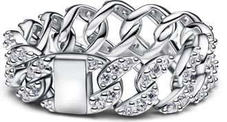 Pandora Timeless Pavé Cuban Ketten-Ring aus Sterling Silber mit Zirkonia, Größe: 58, 193557C01-58