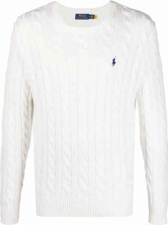 Polo Ralph Lauren Homme, Pulls, Blanc, Taille: 2XL Pull en coton &agrave; maille torsad&eacute;e