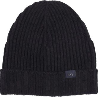 Fay bonnet à détail côtelé - Noir
