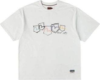Evisu Homme, Tops, Blanc, Taille: S T-shirt Multi-Poches Dessin&eacute; &agrave; la Main