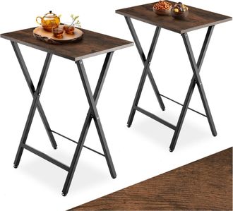TecTake Couchtisch 2er Set, Beistelltisch Couch klappbar, Nachttisch 2er Set, Betttisch, 48x36x66,5 cm, Fernsehtisch, Sofatisch, Wohnzimmertisch, Schlafzimmer