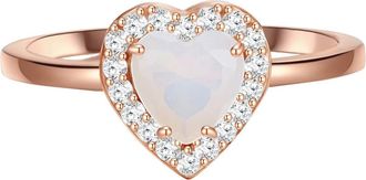 Glanzst&uuml;cke M&uuml;nchen Ring - Sterling Silber Ring Mondstein (synth.) Herz - Gr. 48 - in Quarz - f&uuml;r Damen