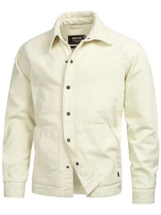 Indicode Hommes INKorbits Jacket | Veste en velours c&ocirc;tel&eacute; avec patte de boutonnage White Asparagus XL