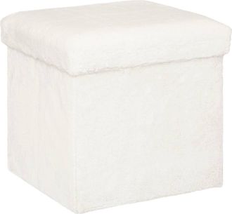 Atmosphera Atmosphera - Zusammenklappbarer Pouf Ezzio Holz - wei&szlig; - Wei&szlig;