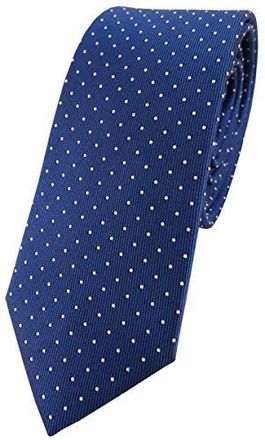 TigerTie Cravate fine en soie &agrave; pois, Bleu saphir, argent&eacute;, Taille Unique