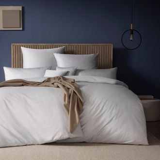 ESTELLA Mako Satin Bettw&auml;sche Set Uni - 100% Baumwolle - trocknerfest - Garantie Rei&szlig;verschluss - 135x200 cm + 80x80 cm - Farbe: Weiss