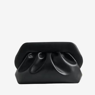 Themoir&egrave; Pleated Vegan Fabric Top Handle Bag - Black