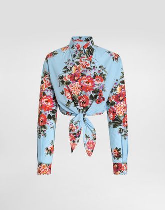 Dolce & Gabbana Flower Bouquet-print Cotton Shirt - Frau Blusen Und Tops Mehrfarbig 42