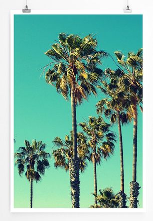 Paul Sinus Art Sinus Art Kunst und Deko Poster - Naturfotografie - Palmen Santa Monica Beach USA- Fotodruck in gestochen scharfer Qualit&auml;t