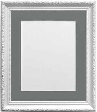 Frames by Post Frames By Post Bilderrahmen mit Passepartout in Wei&szlig;, Schwarz, Hellgrau, Dunkelgrau, Elfenbein oder Rosa, Kunststoff, 30 mm wei&szlig;er Rahmen mit dunkelgr